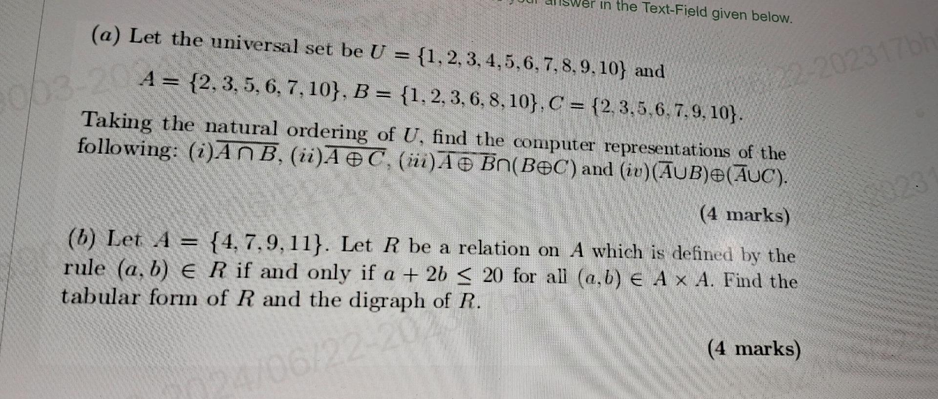 Solved (a) ﻿Let the universal set be | Chegg.com