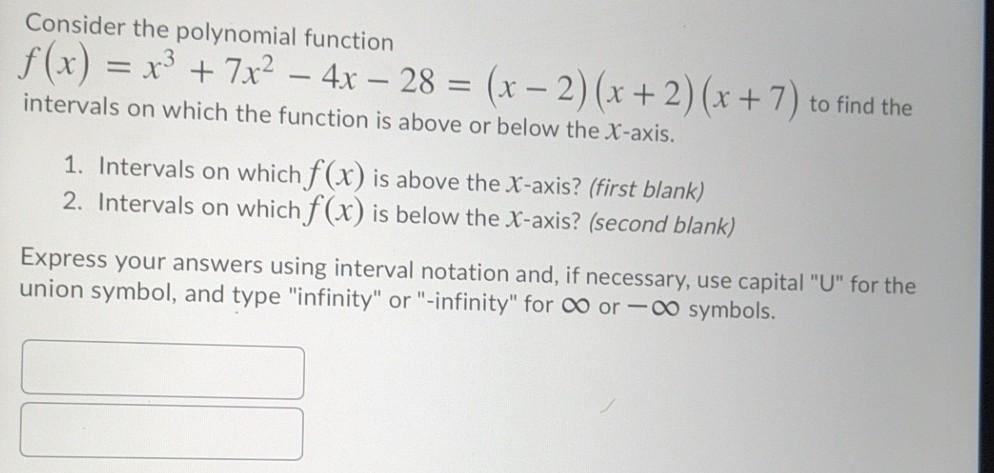 Solved Consider the polynomial function f(x) = x3 + 7x2 - 4x | Chegg.com