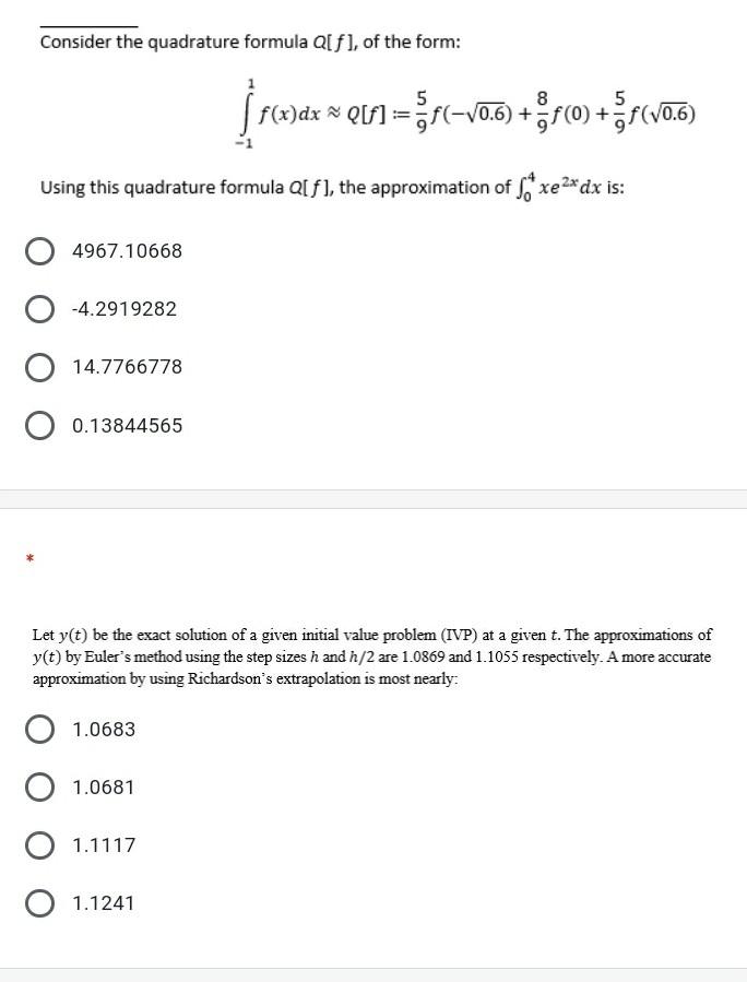 Solved Consider the quadrature formula Q[f], of the form: | Chegg.com