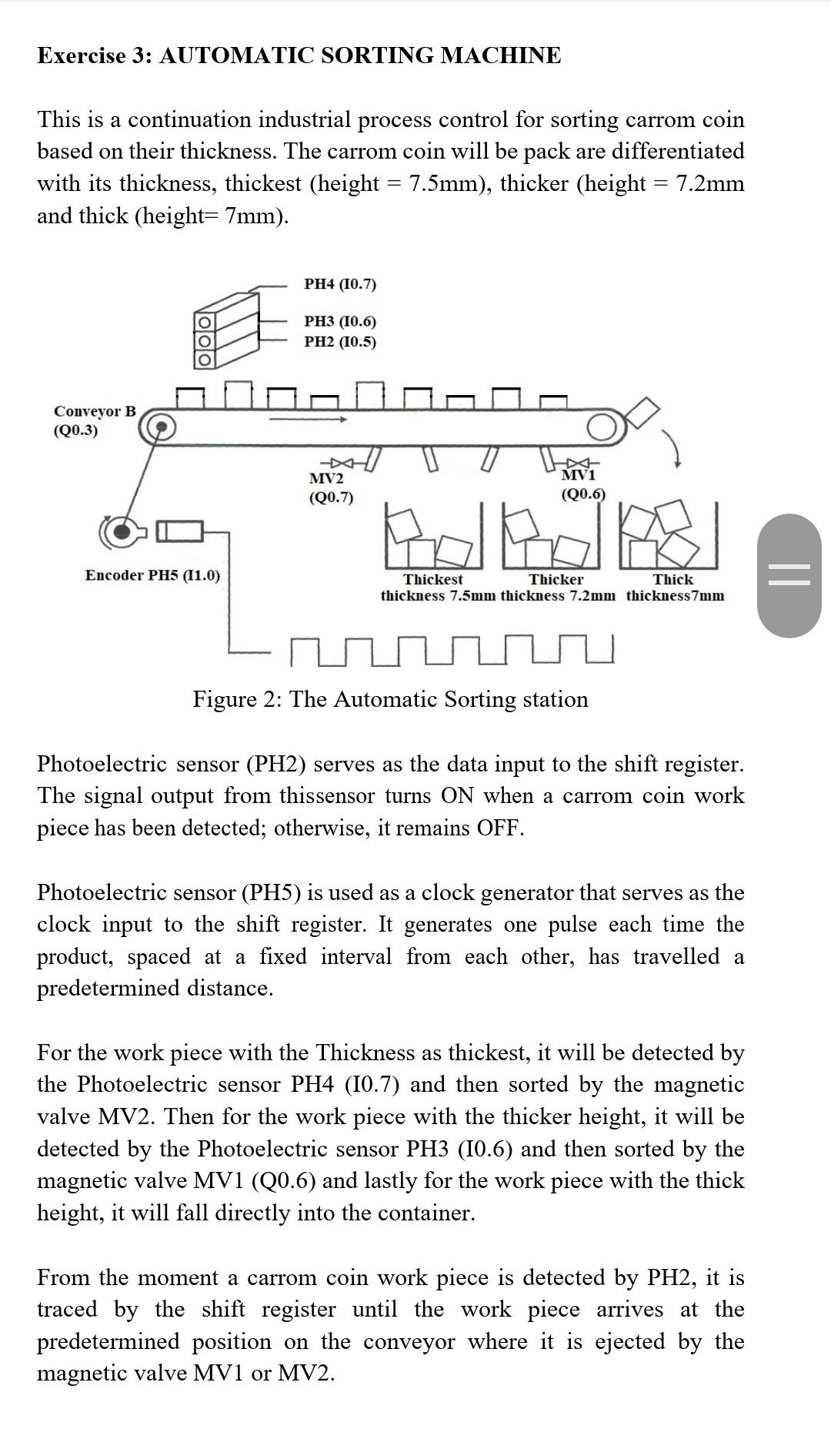 Exercise 3: AUTOMATIC SORTING MACHINE This is a | Chegg.com
