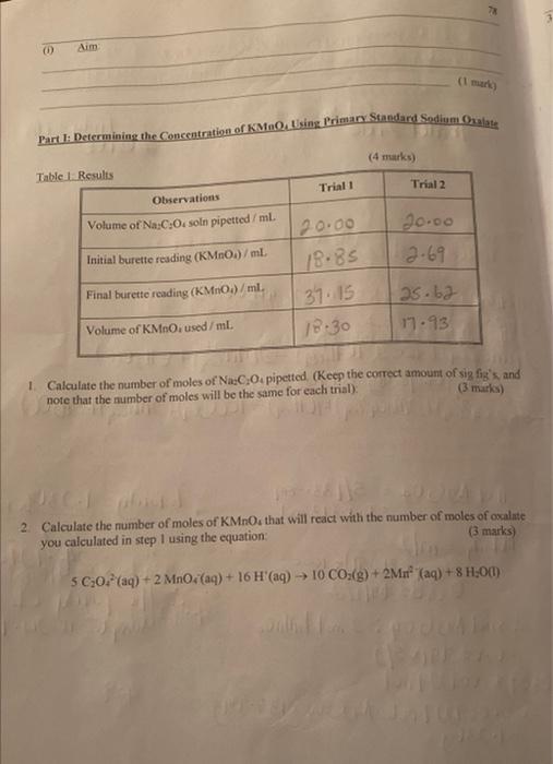 Solved In this experiment you will perform a REDOX TITRATION | Chegg.com