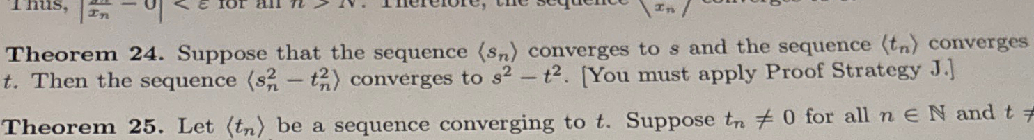 Solved Theorem 24. ﻿Suppose that the sequence (:sn:) | Chegg.com