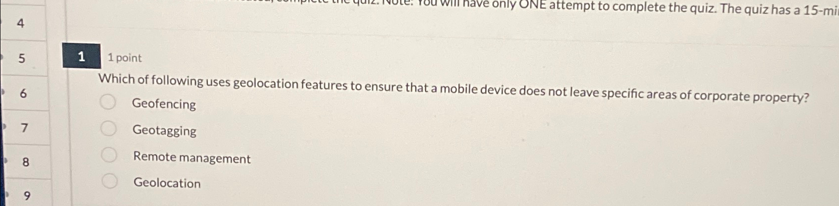 Solved 4511 ﻿pointWhich of following uses geolocation | Chegg.com