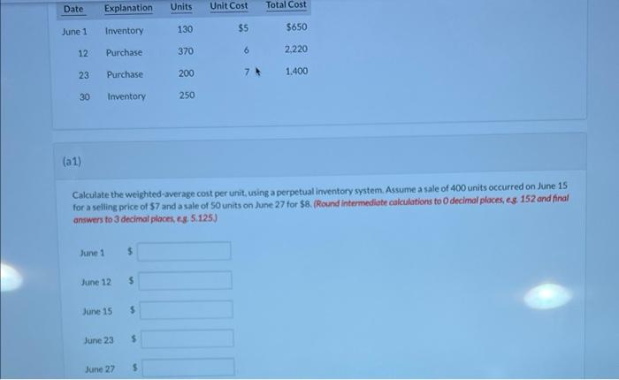 Solved Calculate the weighted-average cost per unit, using a | Chegg.com