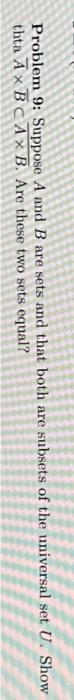 Solved Problem 9: Suppose A and B are sets and that both are | Chegg.com