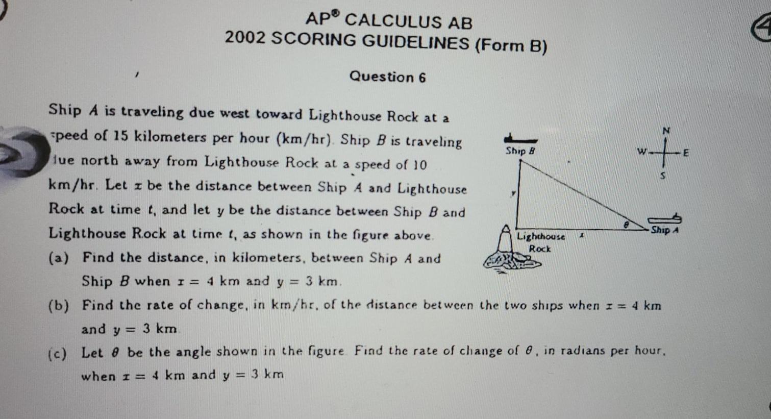 Solved AP® CALCULUS AB 2002 SCORING GUIDELINES (Form B) € 1 | Chegg.com