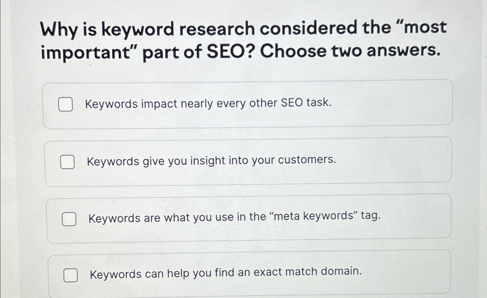 Solved Why is keyword research considered the "most | Chegg.com