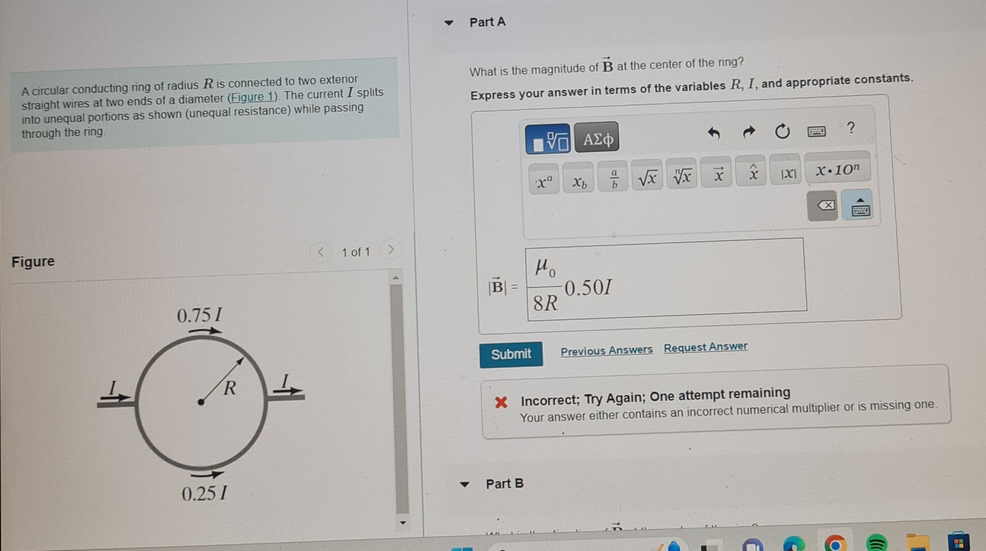 Solved Part AA circular conducting ring of radius R ﻿is | Chegg.com