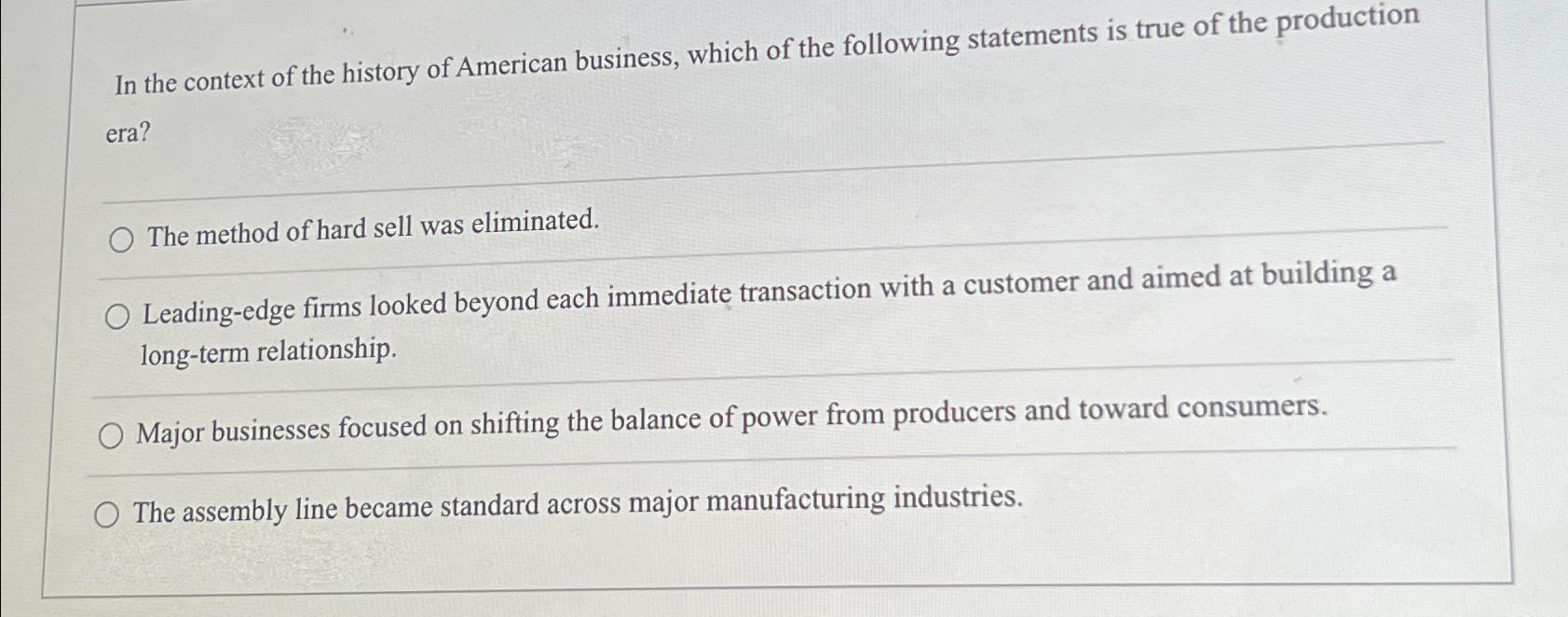 Solved In the context of the history of American business, | Chegg.com