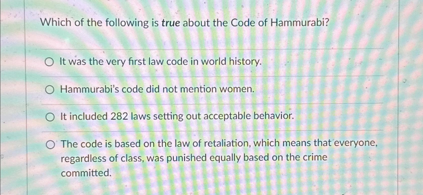 Solved Which of the following is true about the Code of | Chegg.com