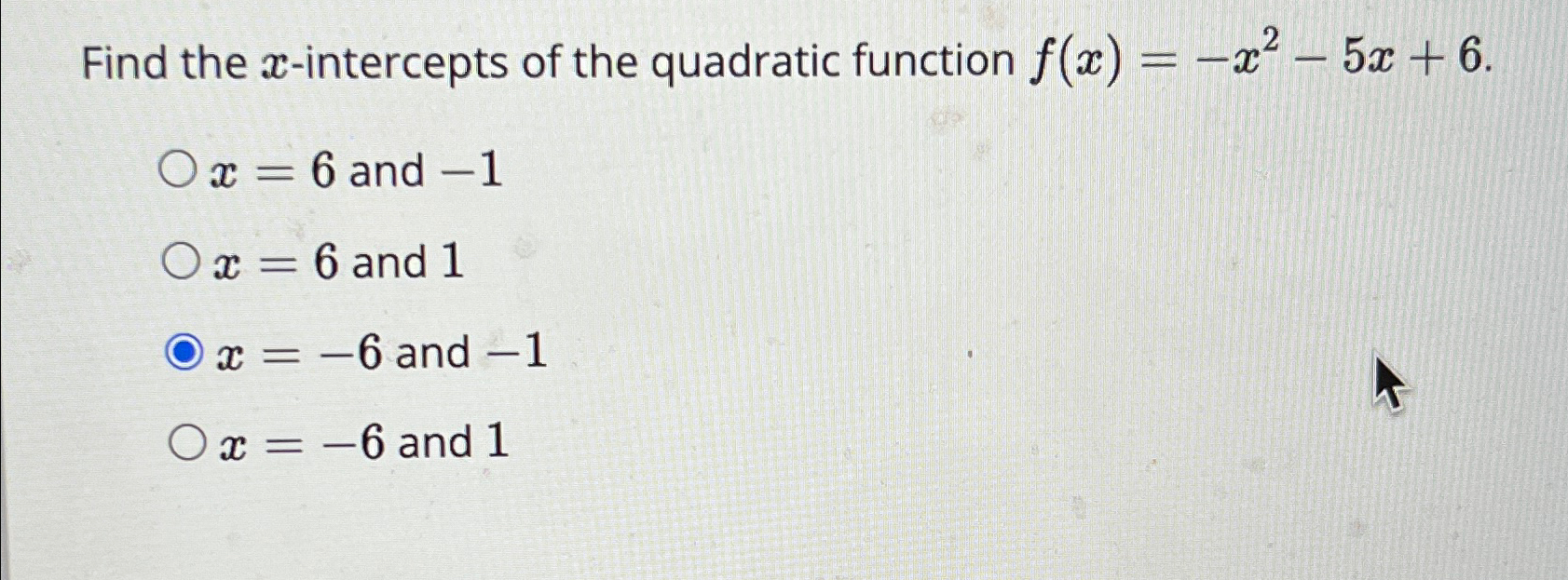 Solved Find the x-intercepts of the quadratic function | Chegg.com