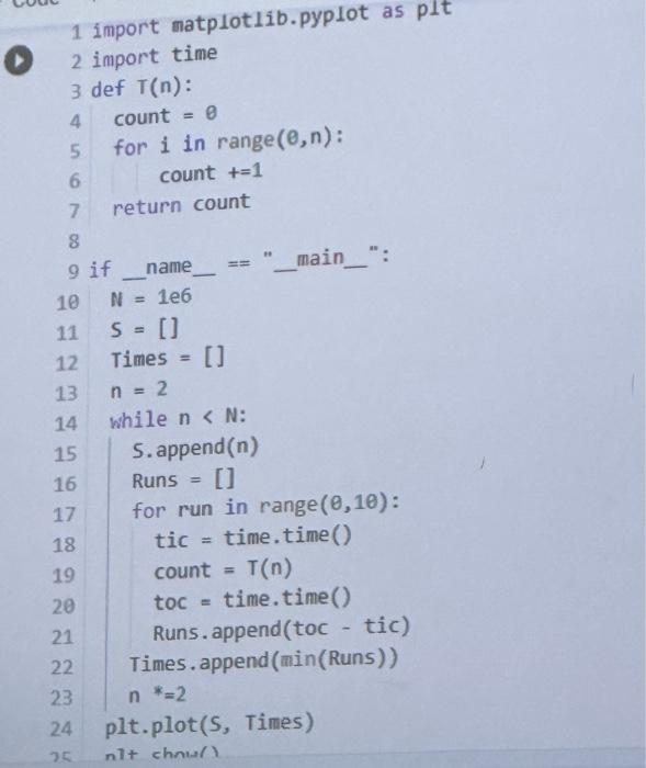 Solved Piot the running time of the function find max in the | Chegg.com