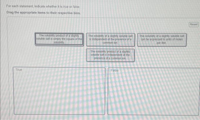 Solved For each statement, indicate whether it is true or | Chegg.com