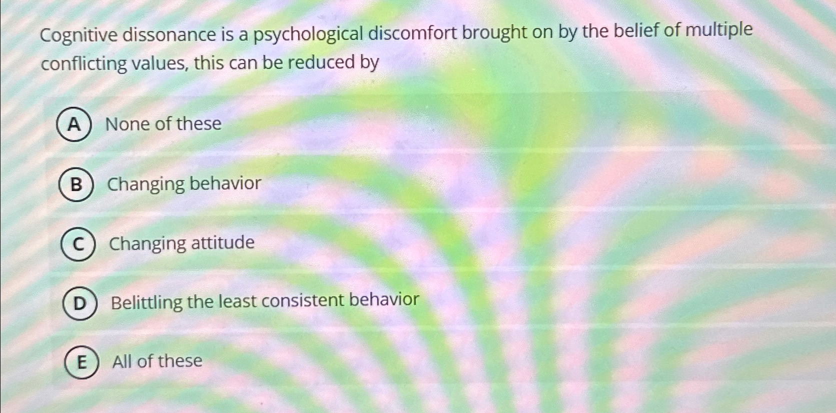 Solved Cognitive dissonance is a psychological discomfort | Chegg.com