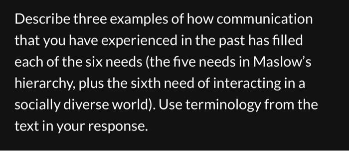 Describe three examples of how communication that you | Chegg.com