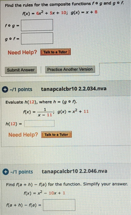 Solved Find the rules for the composite functions fog and g | Chegg.com