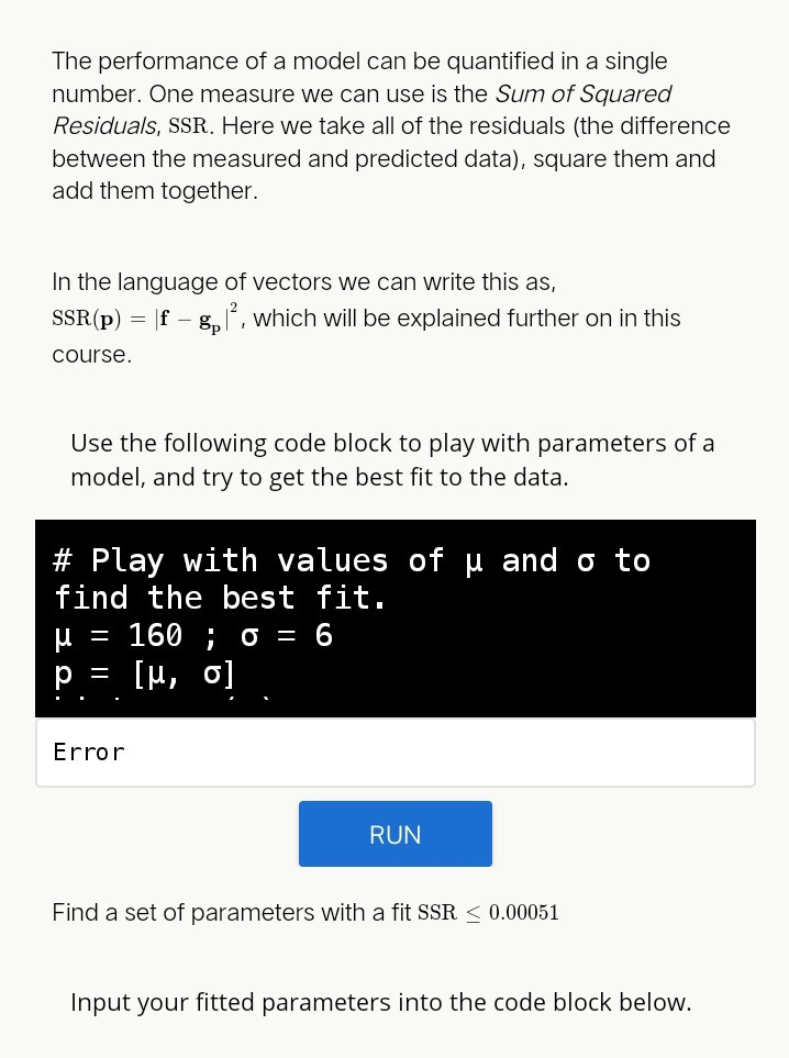 Solved The performance of a model can be quantified in a | Chegg.com