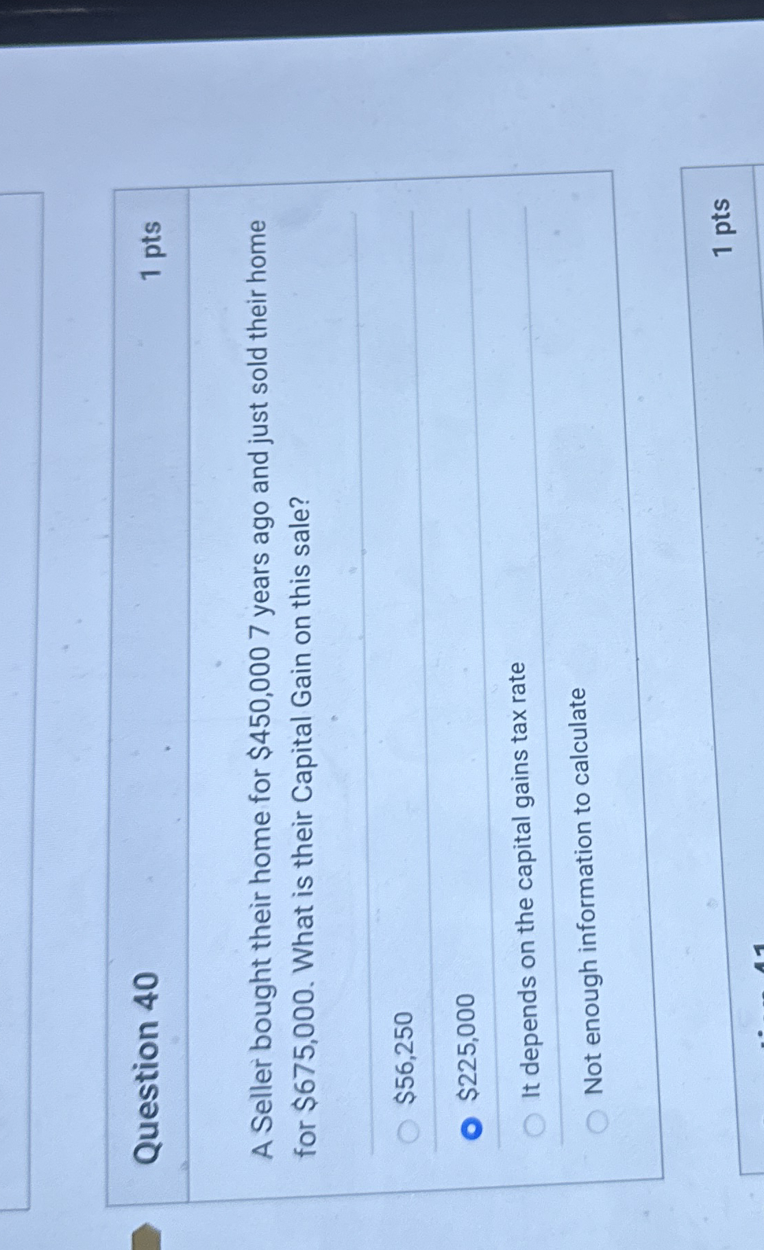 Solved Question 401 ﻿ptsA Seller bought their home for | Chegg.com