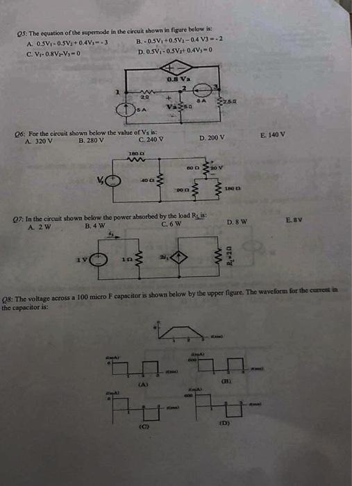 Solved Q5: The equation of the supermode in the circuit | Chegg.com