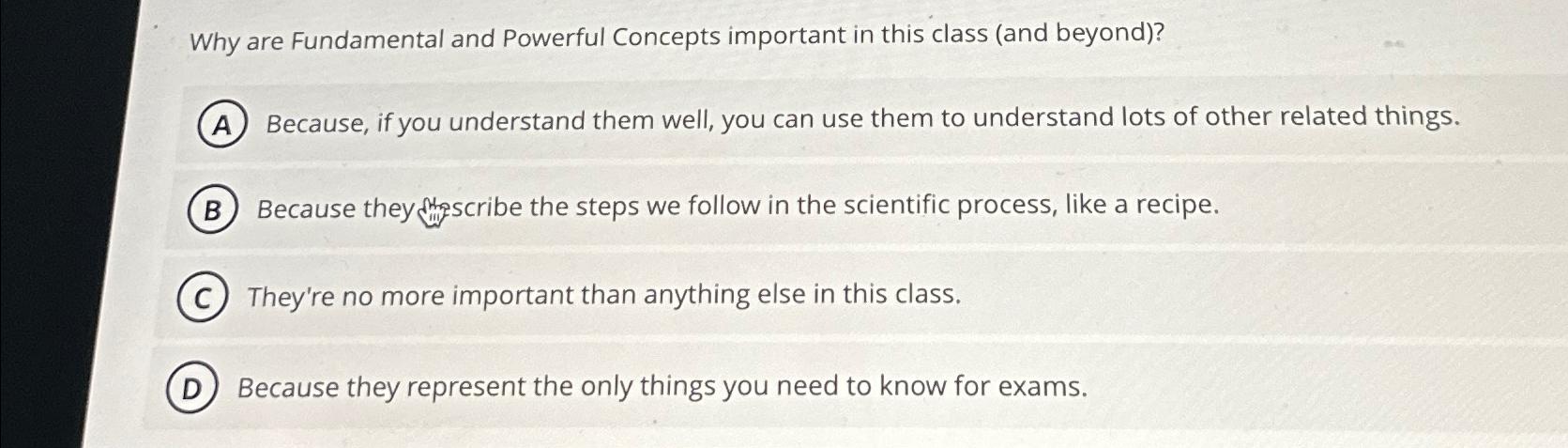 Solved Why are Fundamental and Powerful Concepts important | Chegg.com