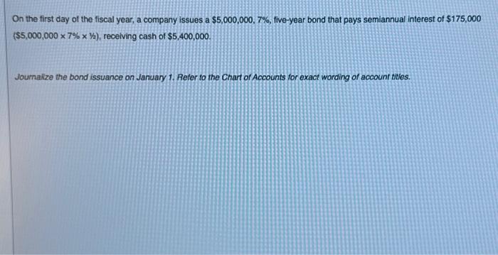 Solved On the first day of the fiscal year, a company issues | Chegg.com