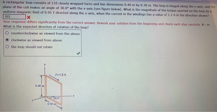 Solved A rectangular loop consists of 110 closely wrapped | Chegg.com