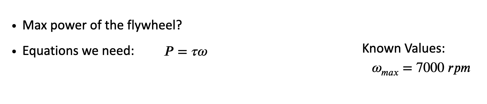 Solved Max power of the flywheel?Equations we need: | Chegg.com