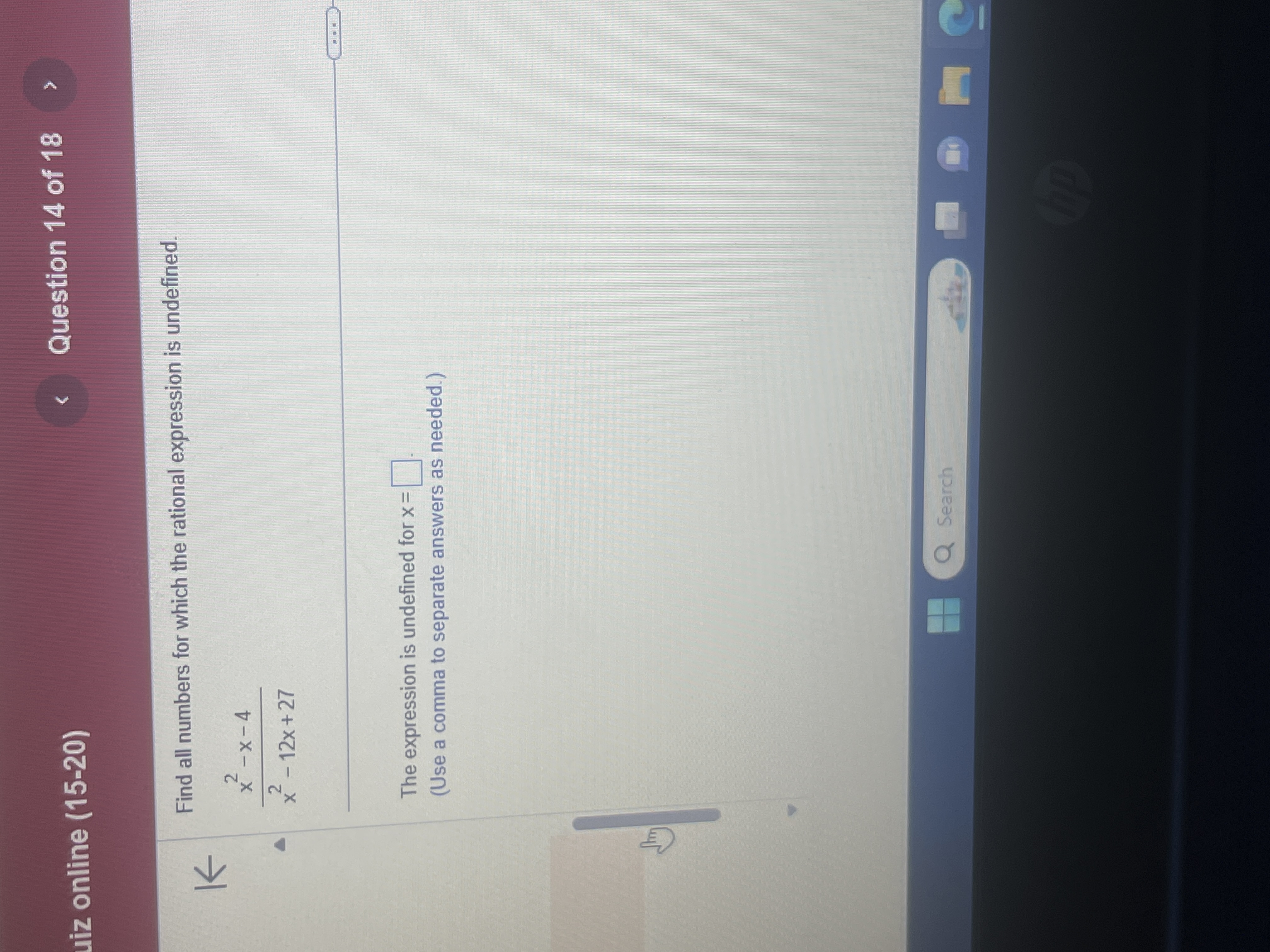 Solved Find all numbers for which the rational expression is | Chegg.com