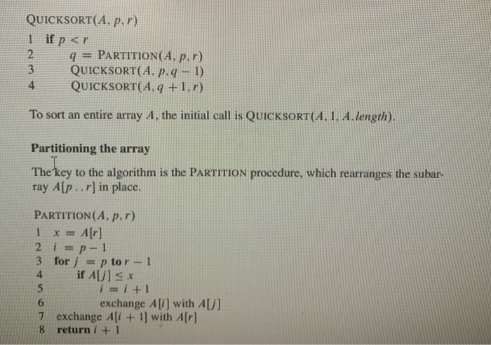Solved Modify the quicksort and partition procedure to sort | Chegg.com