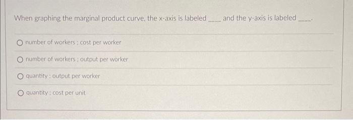 Solved When graphing the marginal product curve, the x-axis | Chegg.com