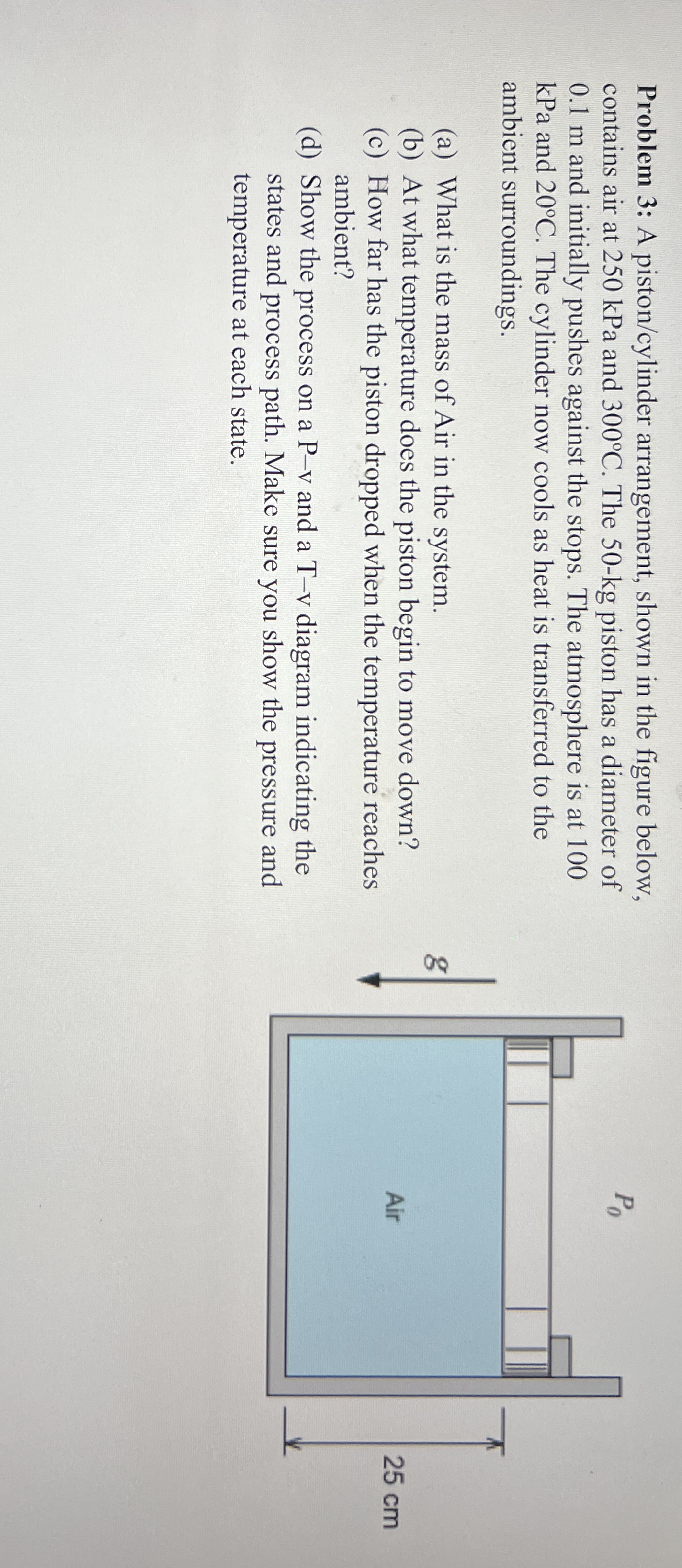 Solved Problem 3: A piston/cylinder arrangement, shown in | Chegg.com