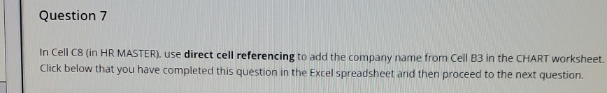 Solved Question 7In Cell C8 (in HR MASTER), ﻿use direct cell | Chegg.com