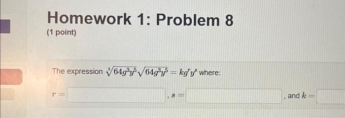 Solved Homework 1 Problem 8 1 Point The Expression