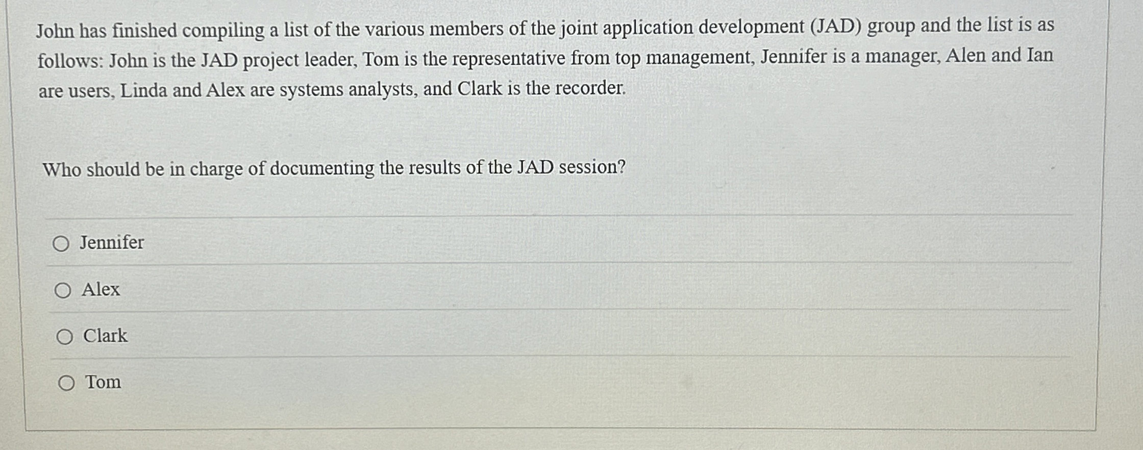 Solved John has finished compiling a list of the various | Chegg.com