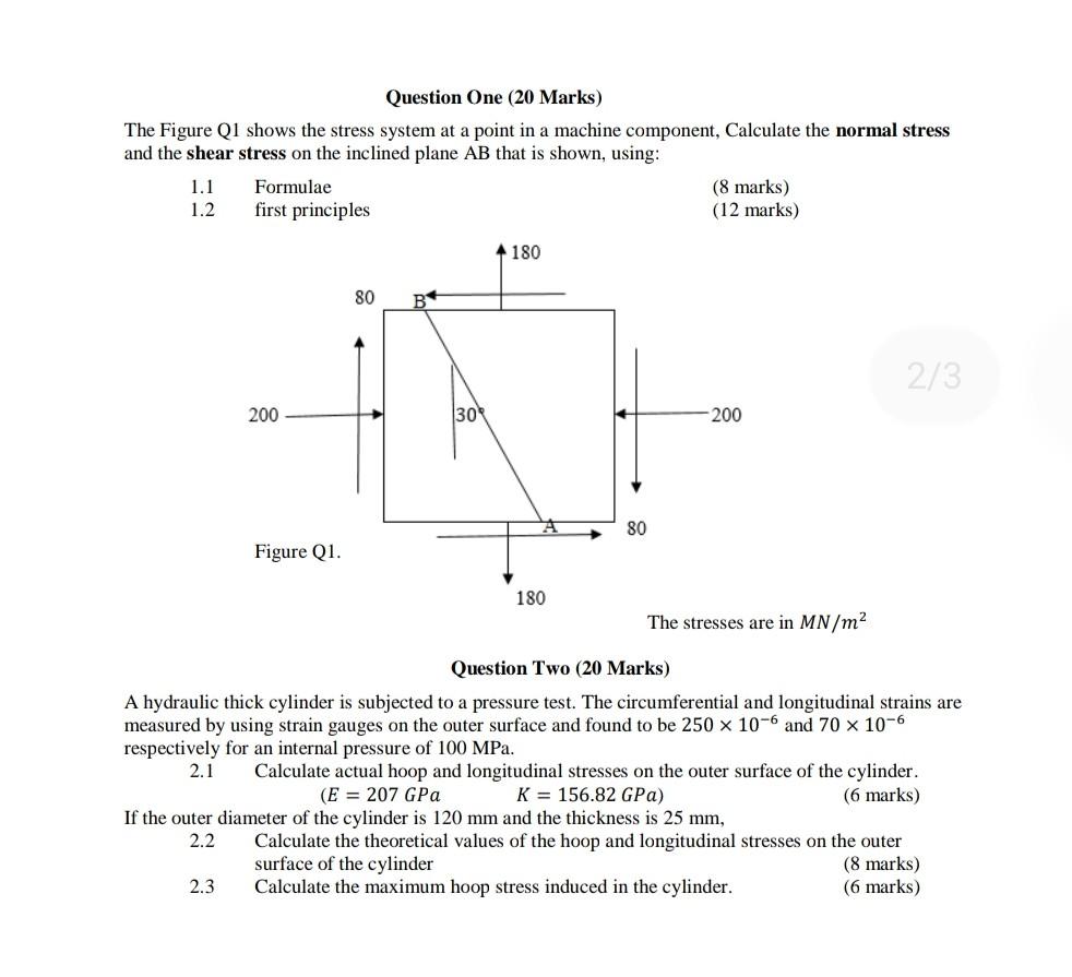 Solved Question One (20 Marks) The Figure Q1 shows the | Chegg.com Solved Question One (20 Marks) The Figure Q1 shows the | Chegg.com
