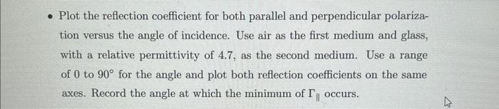 Solved Plot the reflection coefficient for both parallel and | Chegg.com