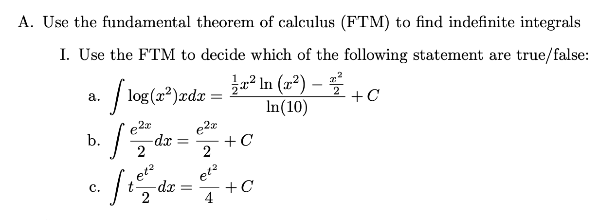 Solved A. ﻿Use the fundamental theorem of calculus (FTM) ﻿to | Chegg.com
