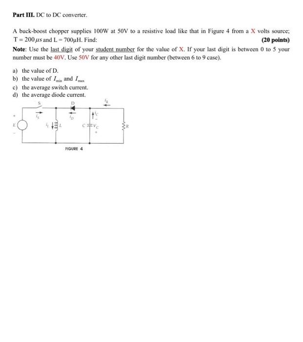 Solved Part III. DC to DC converter. A buck-boost chopper | Chegg.com