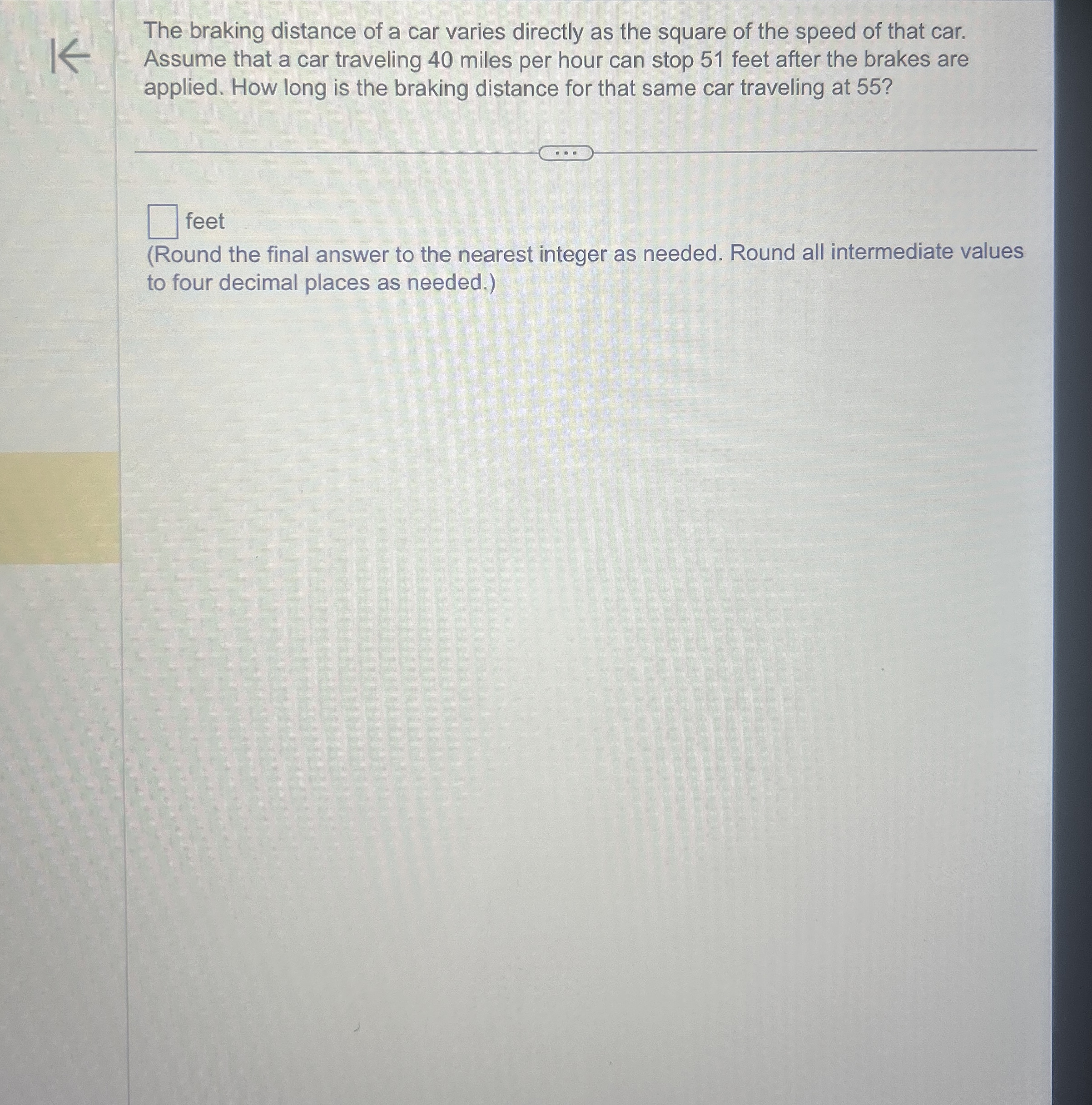 Solved The braking distance of a car varies directly as the | Chegg.com
