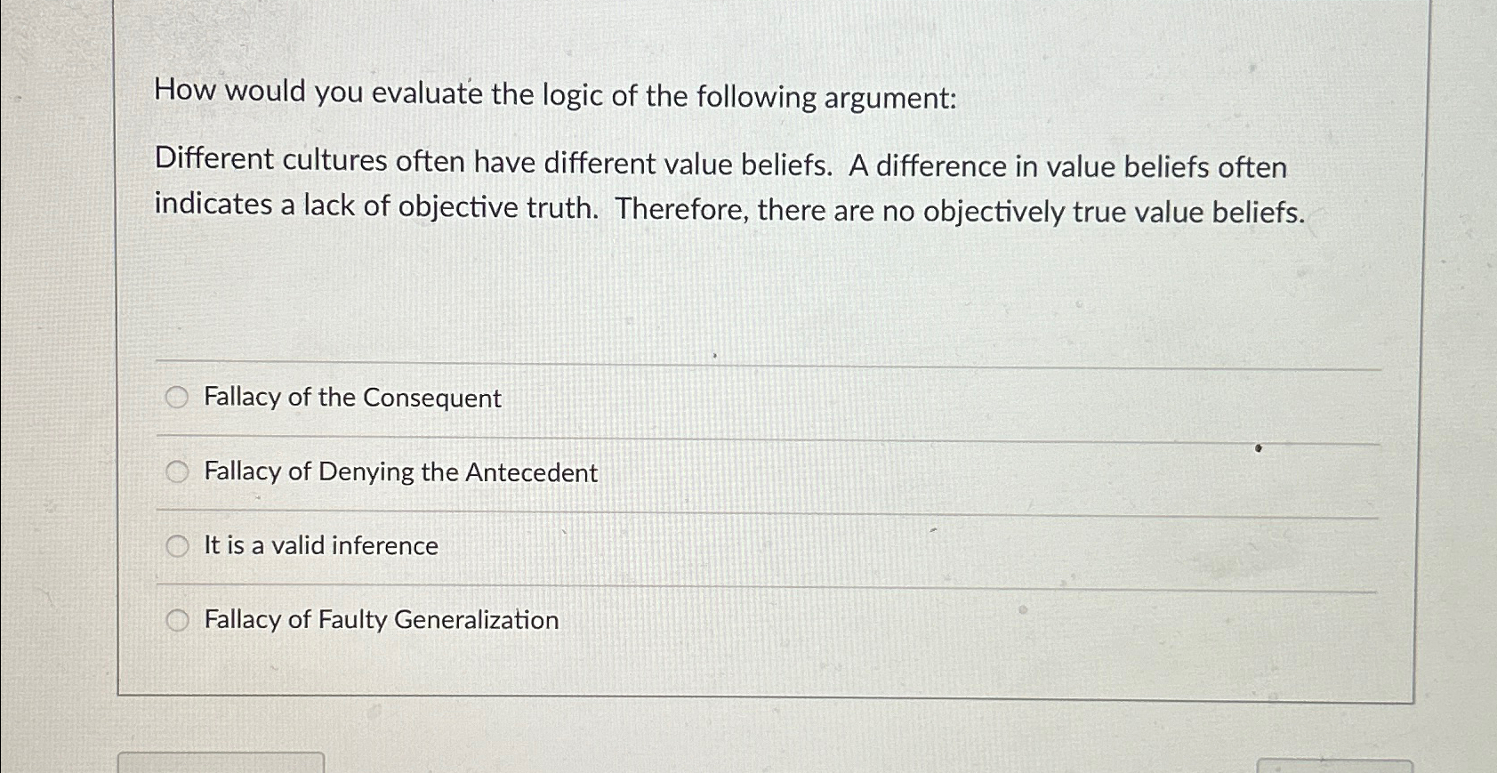 Solved How would you evaluate the logic of the following | Chegg.com