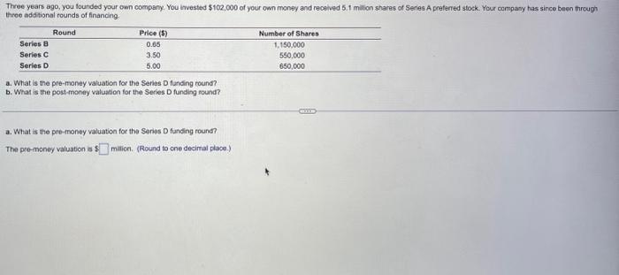 Solved Three years ago, you founded your own company. You | Chegg.com