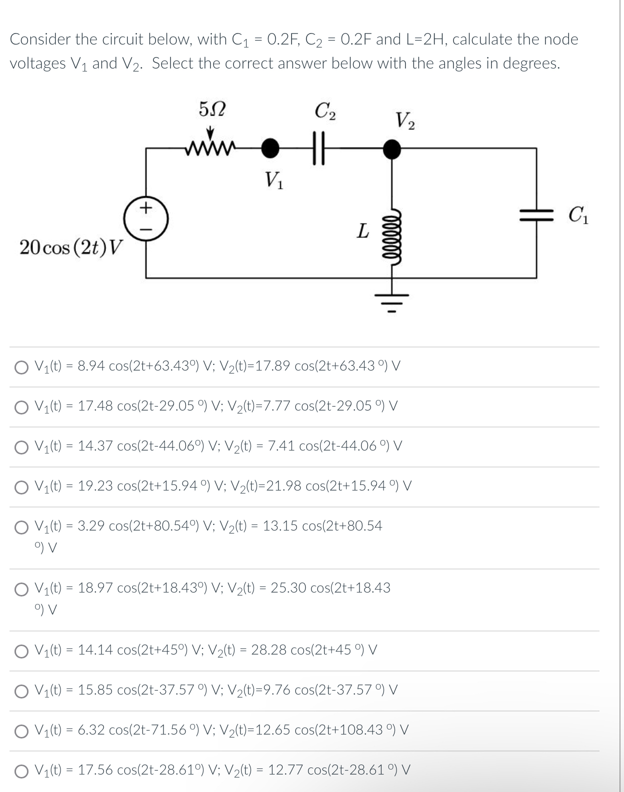 Solved Consider the circuit below, with C1 = 0.2F, | Chegg.com