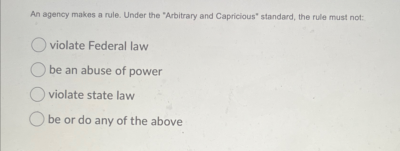 Solved An agency makes a rule. Under the "Arbitrary and | Chegg.com