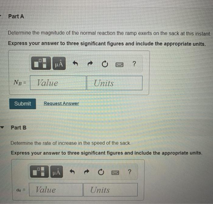 Solved The 8-kg sack slides down the smooth ramp It has a | Chegg.com