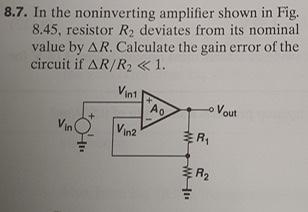 Solved 8.4. A noninverting amplifier has a nominal gain of | Chegg.com