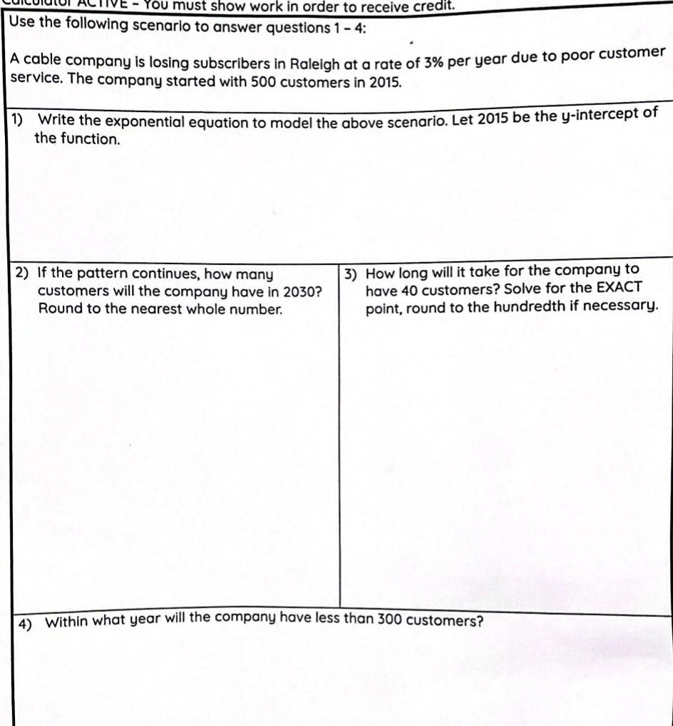Solved Use the following scenario to answer questions 1−4 : | Chegg.com