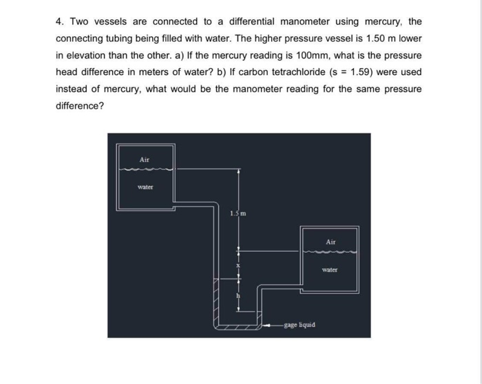 Solved 4. Two vessels are connected to a differential | Chegg.com