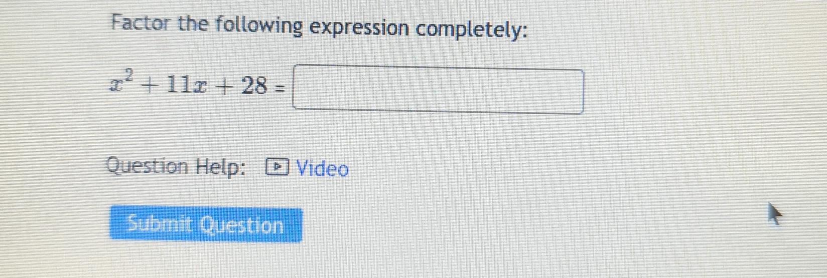 Solved Factor the following expression | Chegg.com