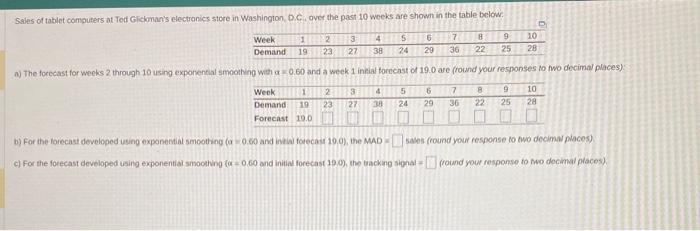 Solved b) For the forecast develeged using exponential | Chegg.com