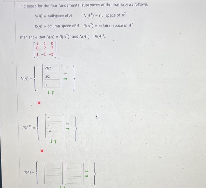 Solved Find bases for the four fundamental subspaces of the | Chegg.com